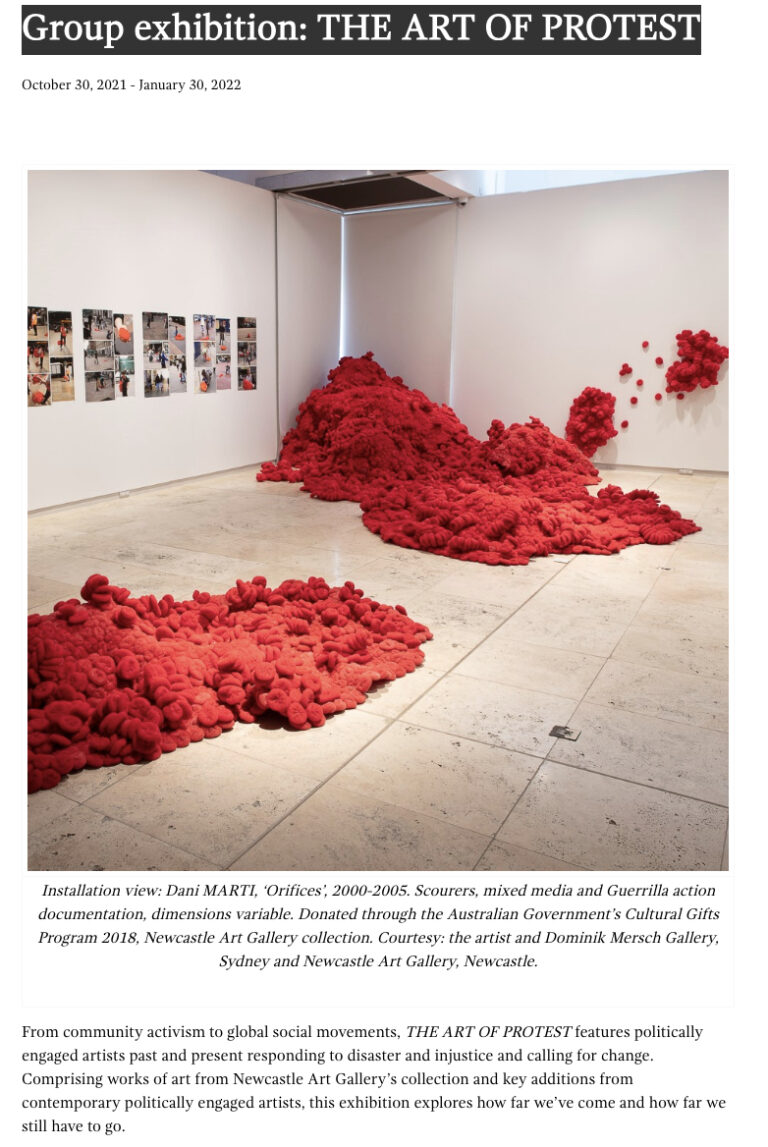 Group exhibition: THE ART OF PROTEST, Art Collector - DANI MARTI